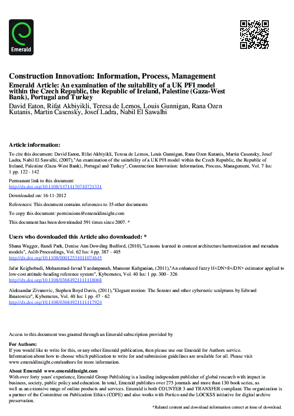 (PDF) Construction Innovation: Information, Process, Management