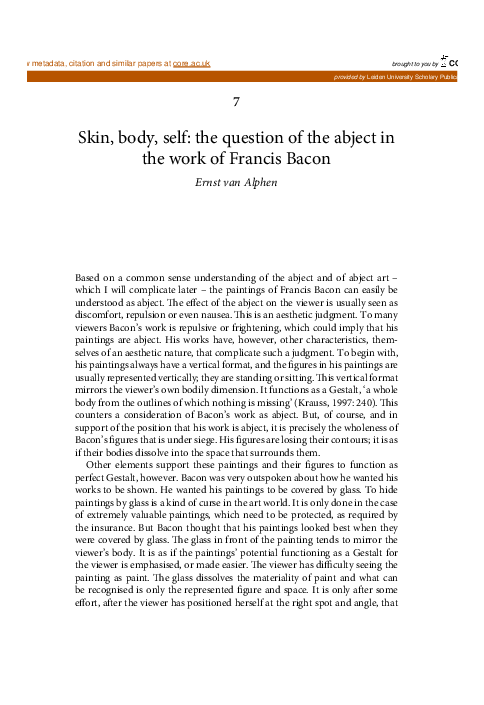 (PDF) Skin, body, self: the question of the abject in the work of ...