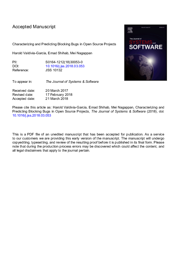 Pdf Characterizing And Predicting Blocking Bugs In Open Source Projects Harold Oswaldo