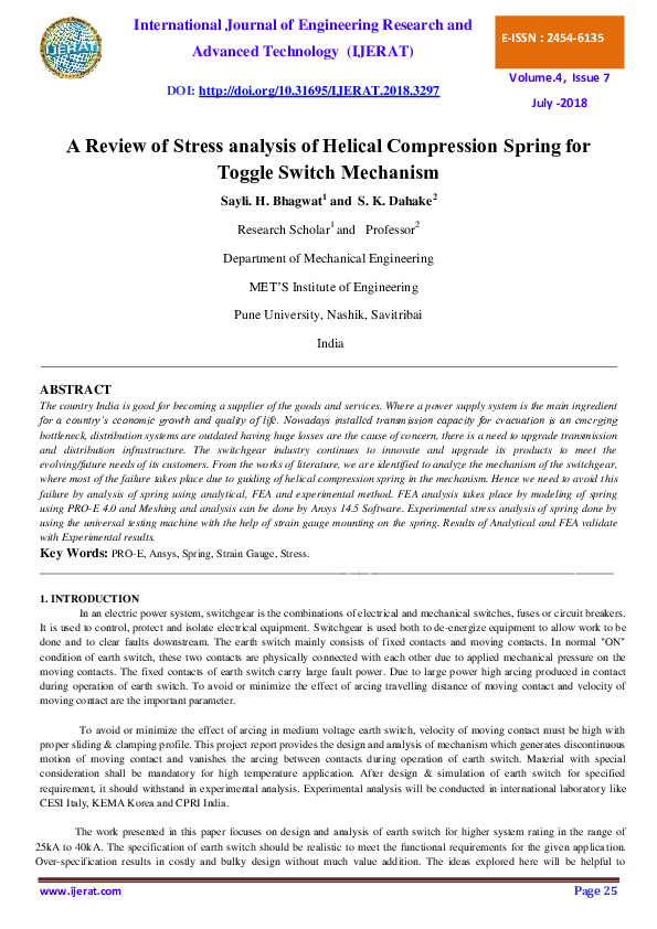(PDF) A Review of Stress analysis of Helical Compression Spring for ...