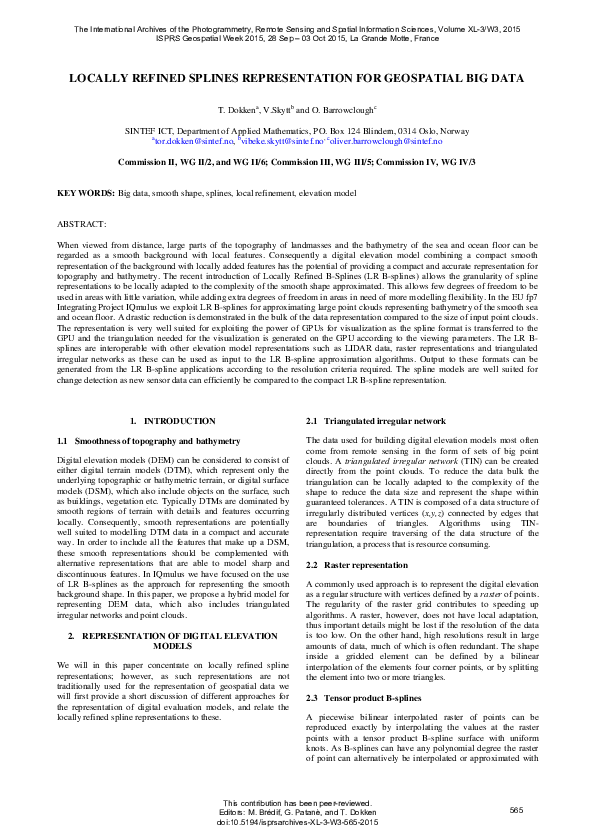 (PDF) Locally Refined Splines Representation for Geospatial Big Data