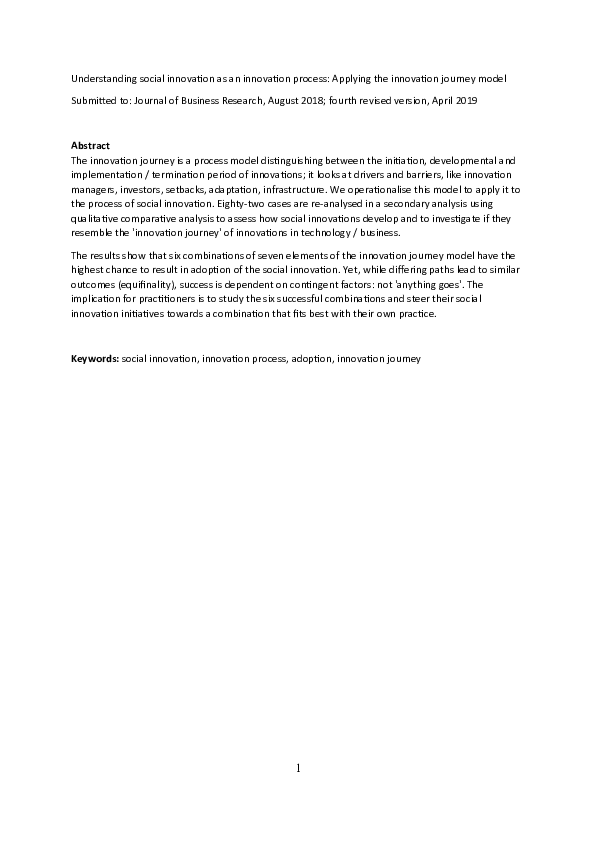 (DOC) Understanding social innovation as an innovation process ...
