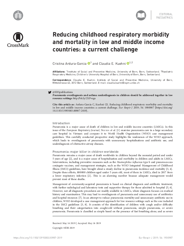 (PDF) Reducing childhood respiratory morbidity and mortality in low and ...