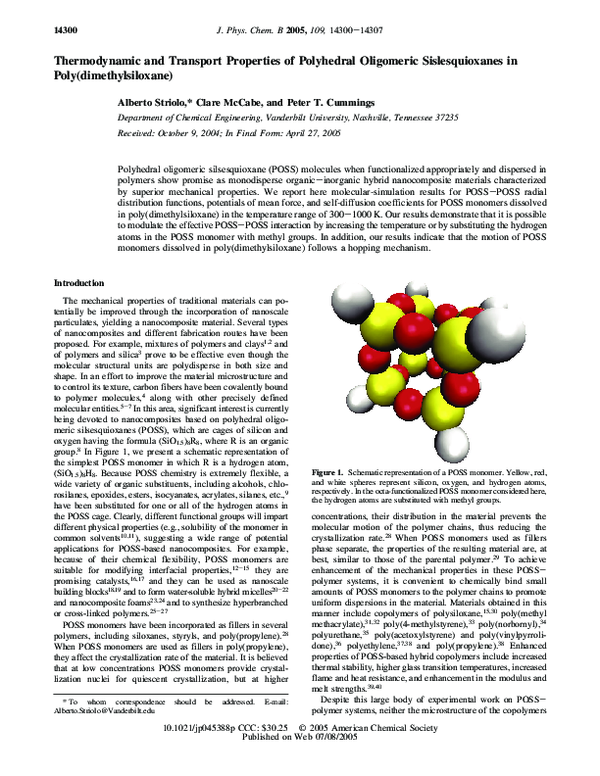 (PDF) Thermodynamic and Transport Properties of Polyhedral Oligomeric Sislesquioxanes in Poly ...