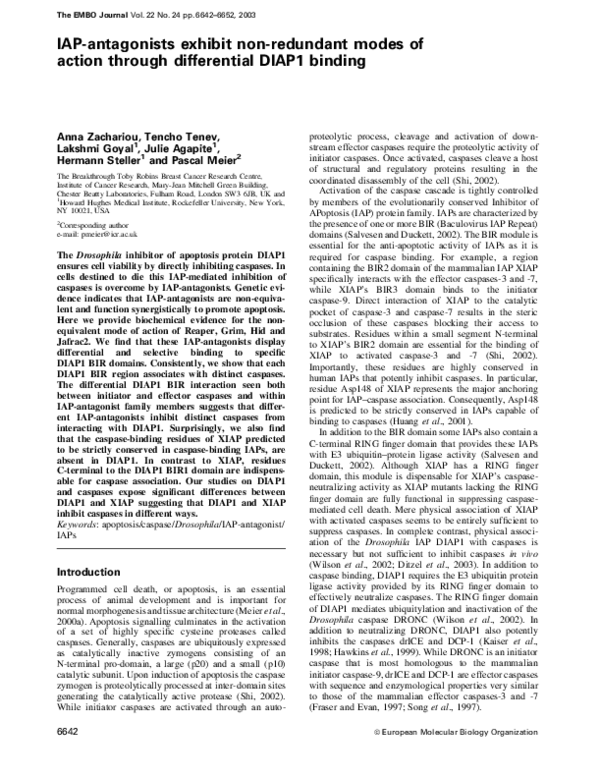 (PDF) IAP-antagonists exhibit non-redundant modes of action through ...