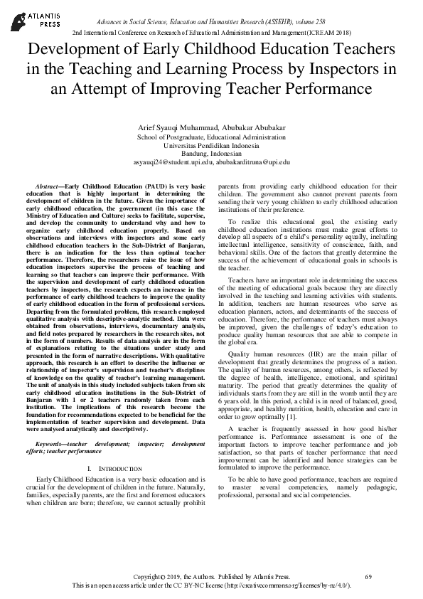 (PDF) Development of Early Childhood Education Teachers in the Teaching and Learning Process by ...