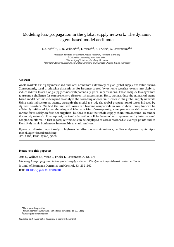 (PDF) Modeling Loss-Propagation in the Global Supply Network: The Dynamic Agent-Based Model ...