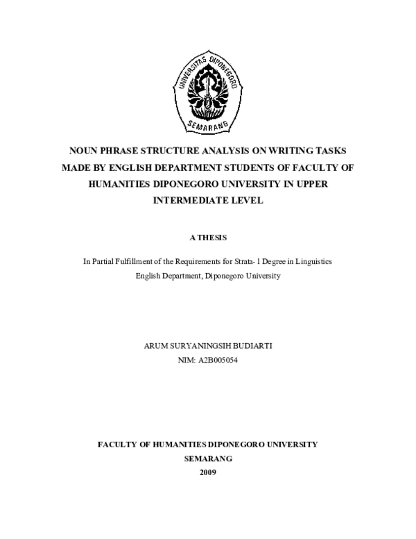 (DOC) Noun Phrase Structure Analysis on Writing Tasks Made by English Department Students of ...