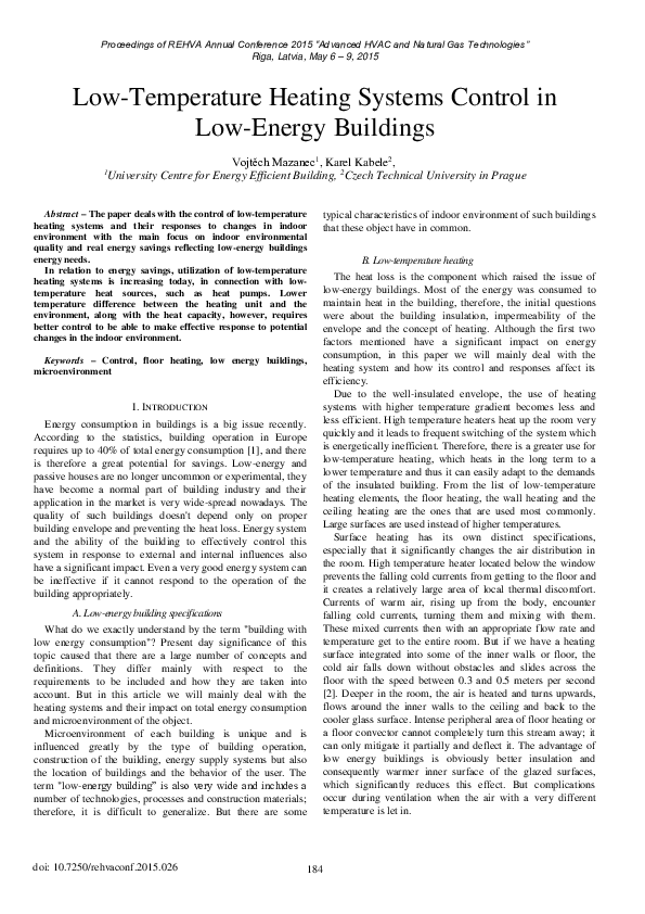 (PDF) Low-Temperature Heating Systems Control in Low-Energy Buildings