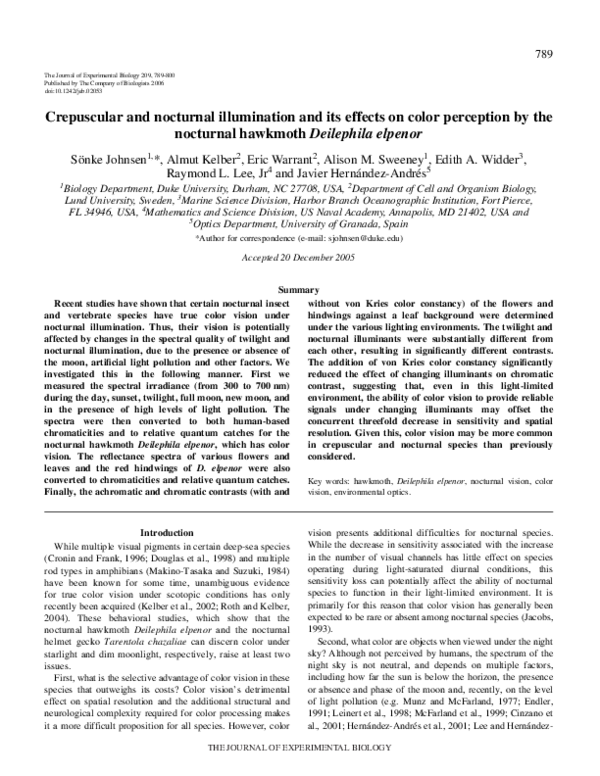 (PDF) Crepuscular and nocturnal illumination and its effects on color ...