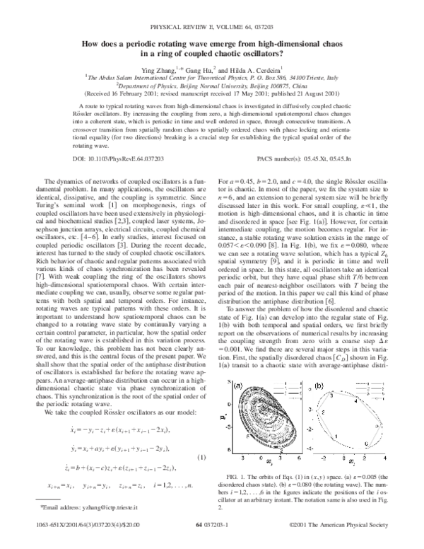 Pdf How Does A Periodic Rotating Wave Emerge From High Dimensional Chaos In A Ring Of Coupled