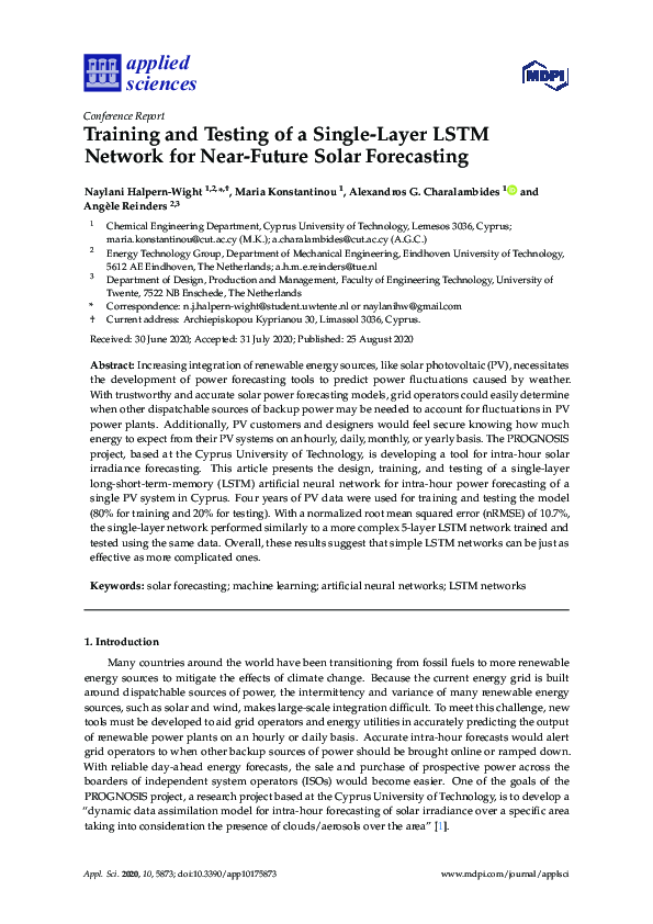 (PDF) Training and Testing of a Single-Layer LSTM Network for Near ...