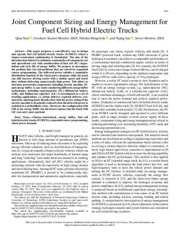 (PDF) Joint Component Sizing and Energy Management for Fuel Cell Hybrid ...