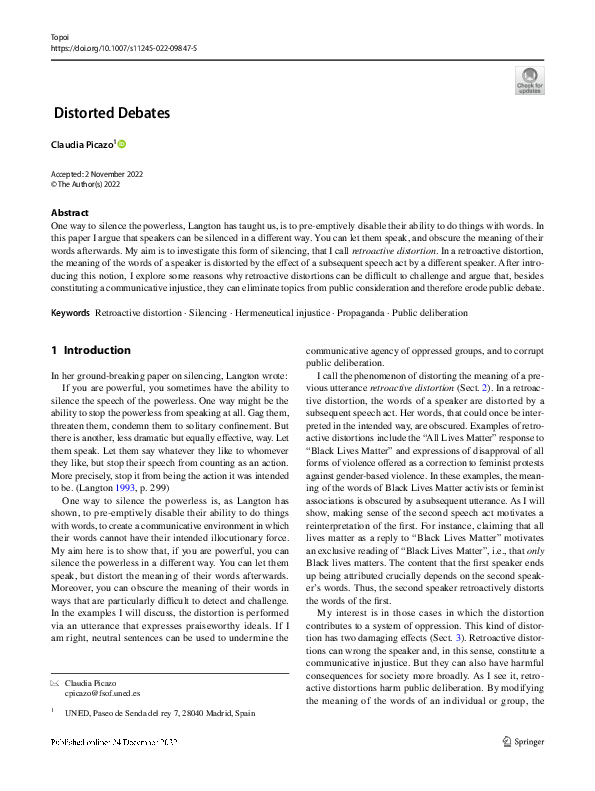 (PDF) Distorted Debates