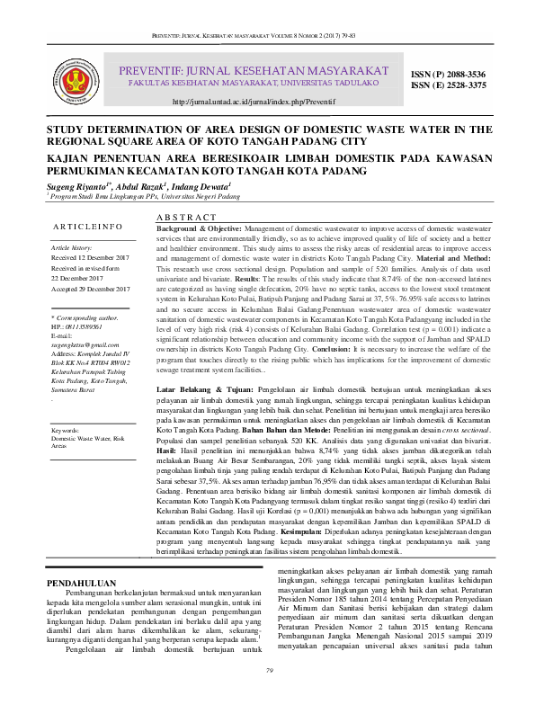 (PDF) Study Determination of Area Design of Domestic Waste Water in the ...