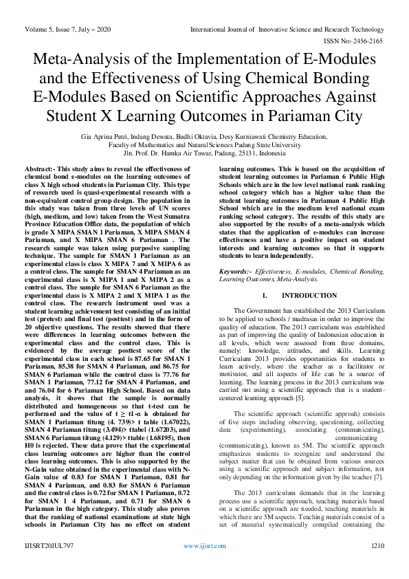 (PDF) Meta-Analysis of the Implementation of E-Modules and the ...