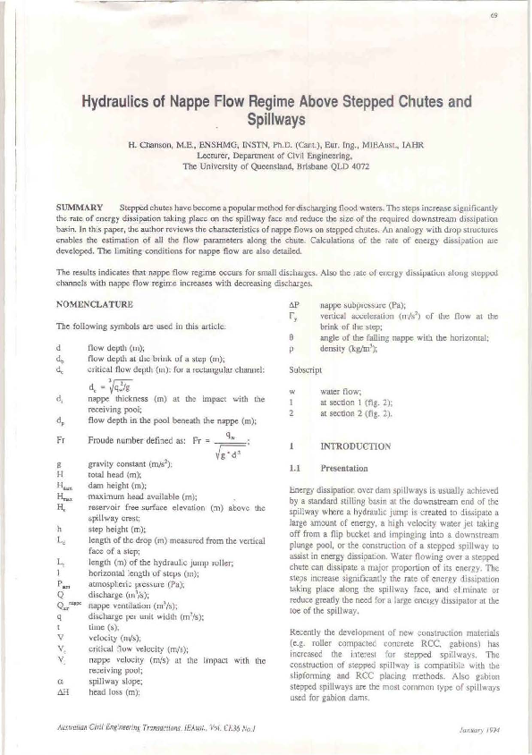 (PDF) Hydraulics of Nappe Flow Regime Above Stepped Chutes and Spillways