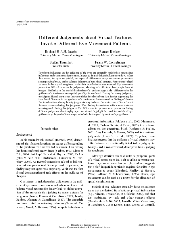 (PDF) Different judgments about visual textures invoke different eye ...