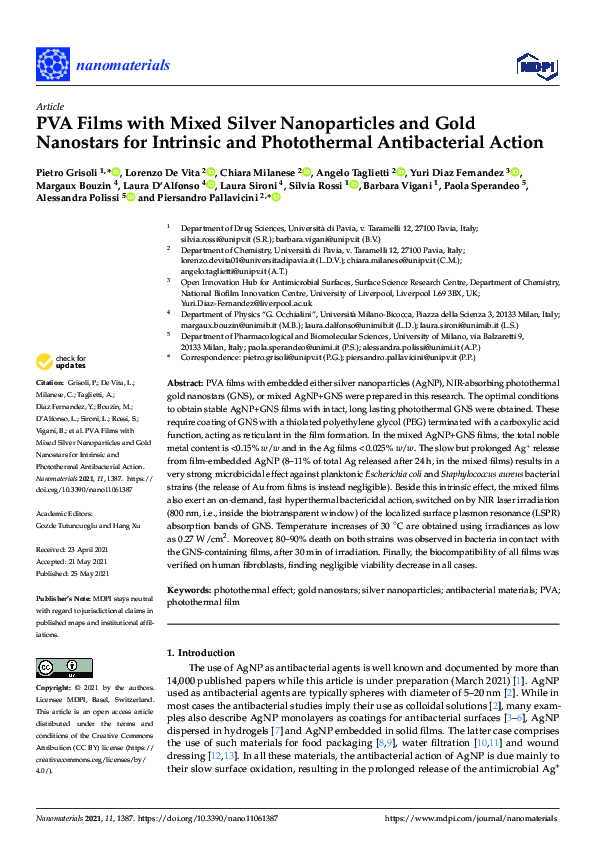 (PDF) PVA Films with Mixed Silver Nanoparticles and Gold Nanostars for Intrinsic and ...