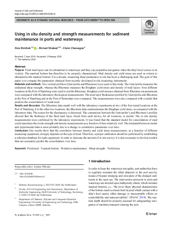 (PDF) Using in situ density and strength measurements for sediment maintenance in ports and ...