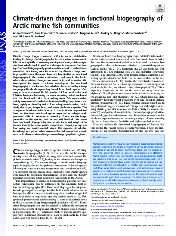 (PDF) Climate-driven changes in functional biogeography of Arctic ...