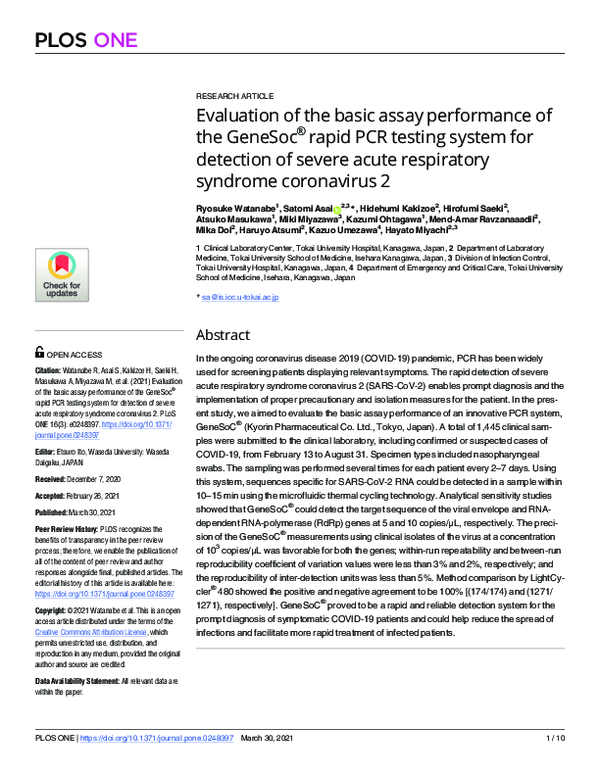 (PDF) Evaluation of the basic assay performance of the GeneSoc® rapid ...
