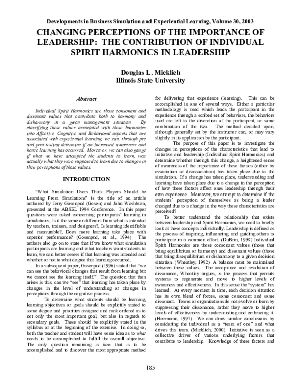 (PDF) Impact of Spirit Harmonics on Leadership Perception