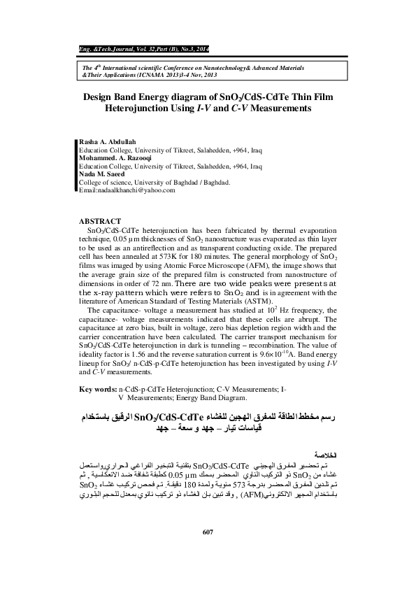 (PDF) Design Band Energy diagram of SnO2/CdS-CdTe Thin Film ...