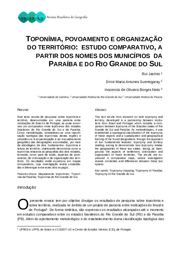 (PDF) Toponímia, povoamento e organização do território