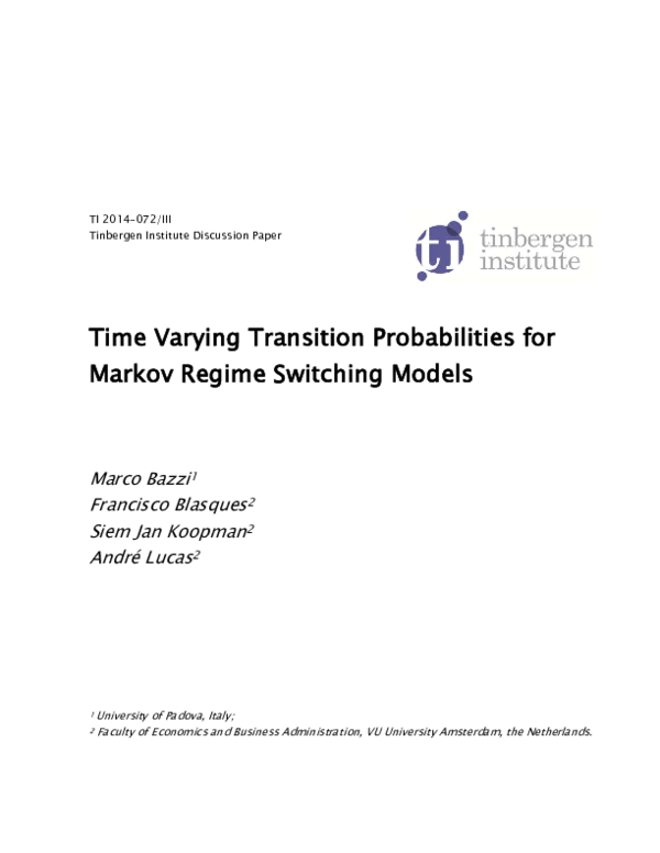 (PDF) Time Varying Transition Probabilities for Markov Regime Switching Models