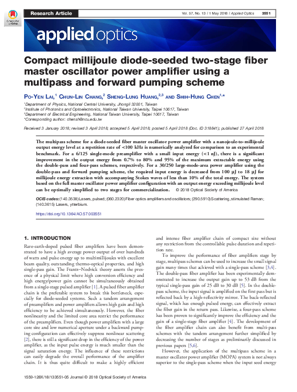 (PDF) Compact millijoule diode-seeded two-stage fiber master oscillator ...