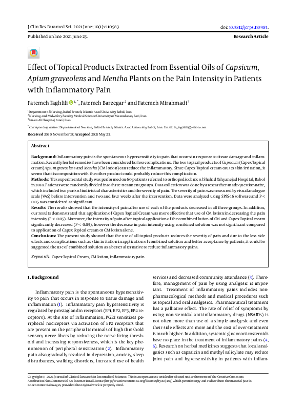 (PDF) Effect of Topical Products Extracted from Essential Oils of ...