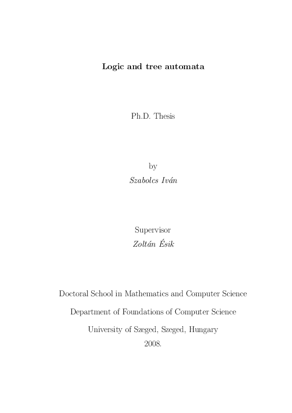 (PDF) Logic and tree automata
