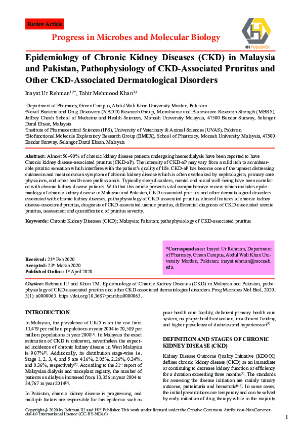 (PDF) Epidemiology of Chronic Kidney Diseases (CKD) in Malaysia and ...