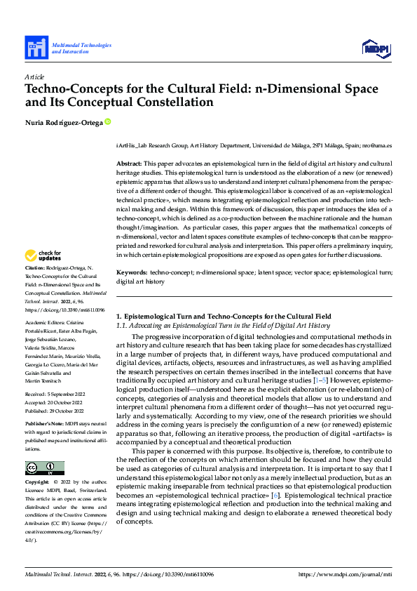 (PDF) Techno-Concepts for the Cultural Field: n-Dimensional Space and Its Conceptual Constellation