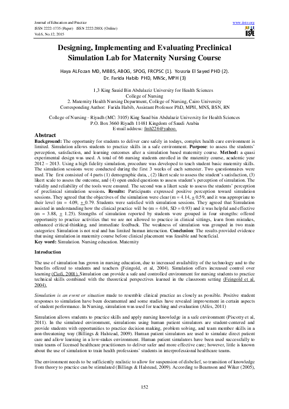 (PDF) Designing, Implementing and Evaluating Preclinical Simulation Lab ...