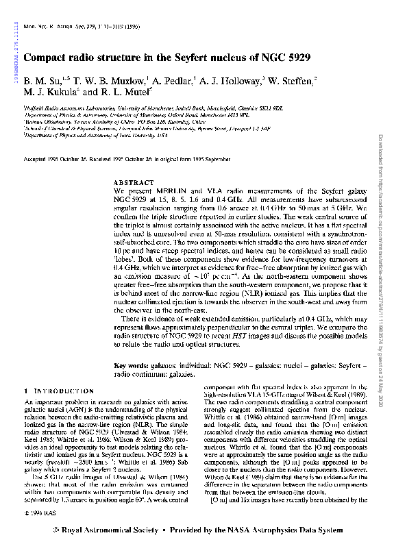 (PDF) Compact radio structure in the Seyfert nucleus of NGC 5929