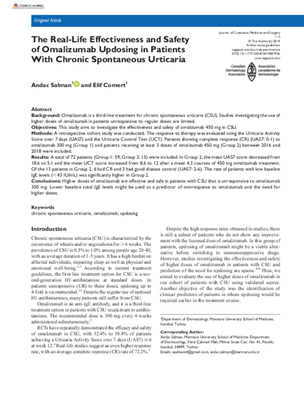 (PDF) The Real-Life Effectiveness and Safety of Omalizumab Updosing in ...
