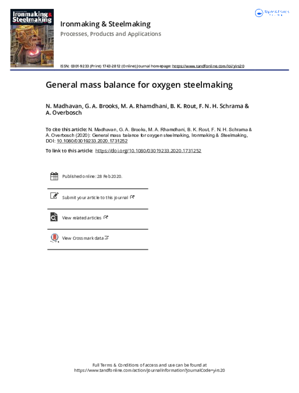 (PDF) General mass balance for oxygen steelmaking
