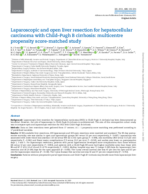 (PDF) Laparoscopic and open liver resection for hepatocellular ...