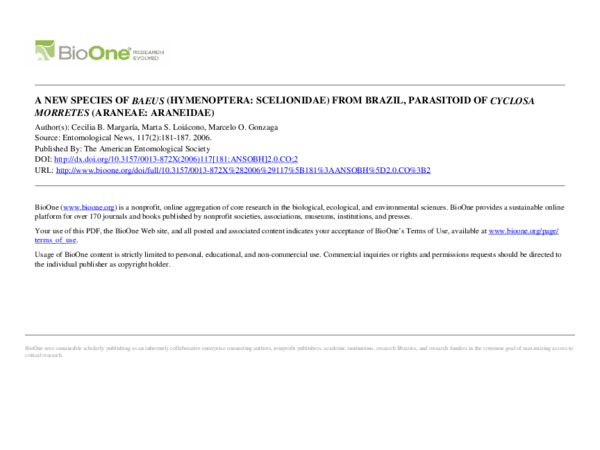 (PDF) A New Species of Baeus (Hymenoptera: Scelionidae) from Brazil ...
