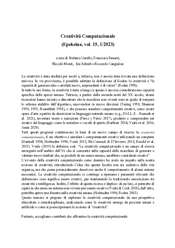 (PDF) Computational creativity