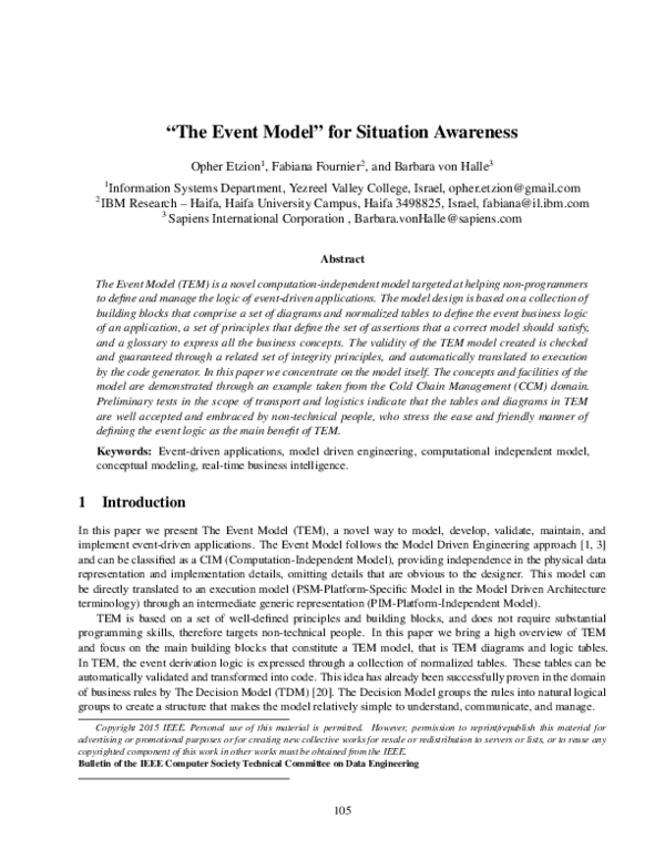 (PDF) The Event Model" for Situation Awareness