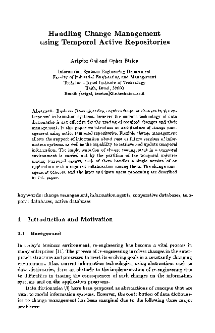 (PDF) Handling change management using temporal active repositories
