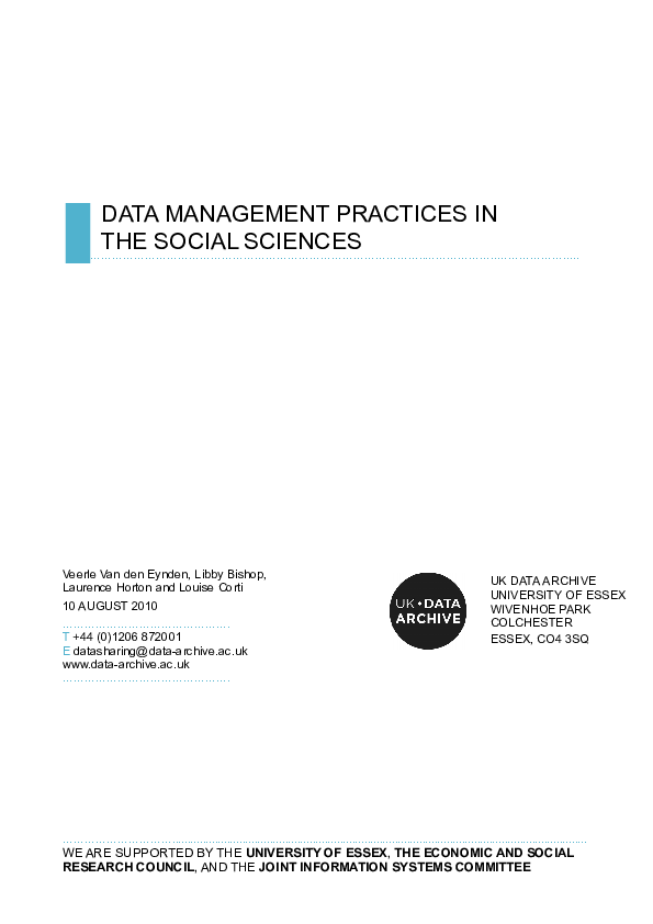 (PDF) Data management practices in the social sciences