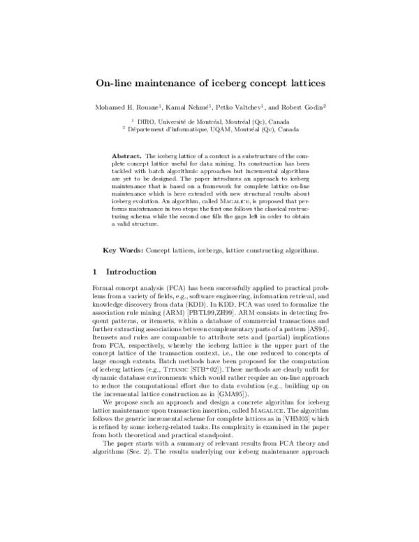 (PDF) On-line maintenance of iceberg concept lattices