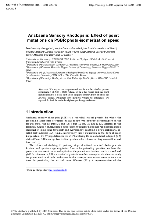 (PDF) Anabaena Sensory Rhodopsin: Effect of point mutations on PSBR ...
