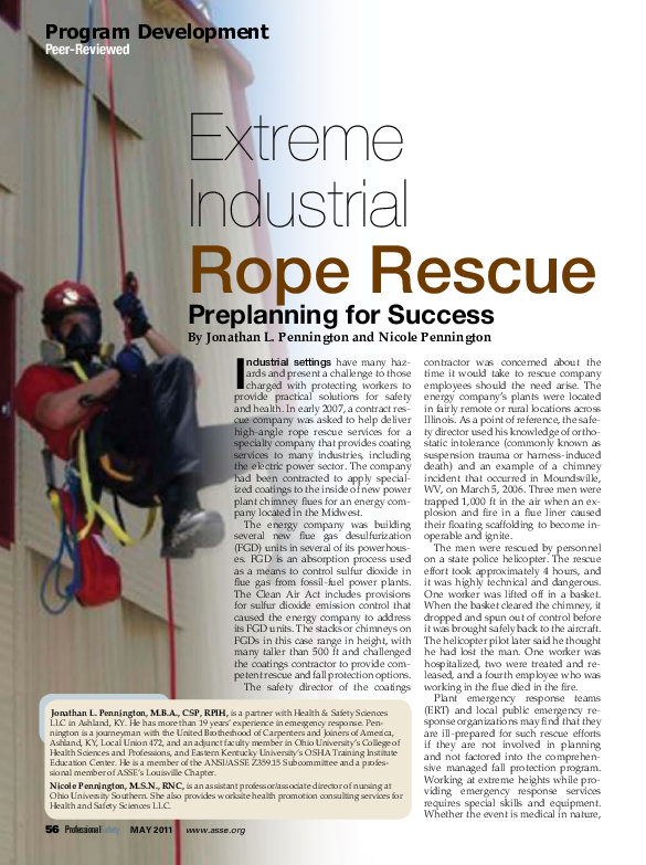 (PDF) Extreme Industrial Rope Rescue: Preplanning for Success