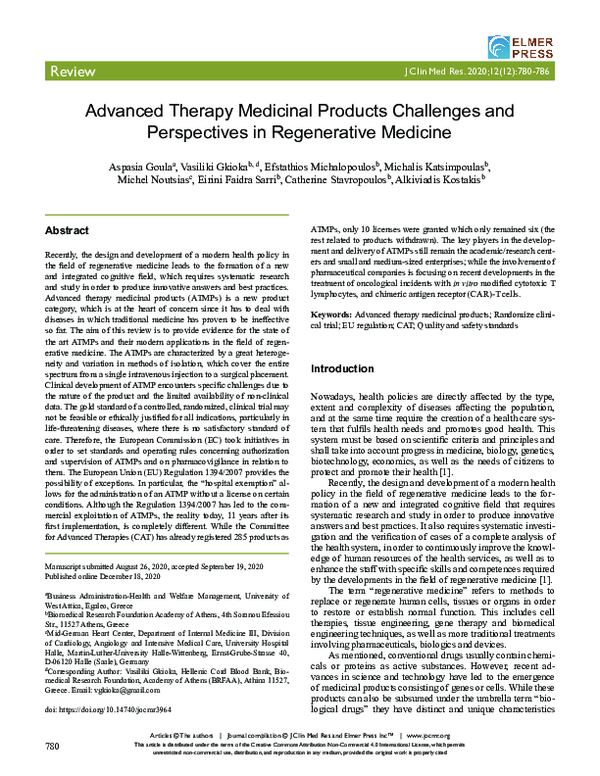 (PDF) Advanced Therapy Medicinal Products Challenges and Perspectives ...