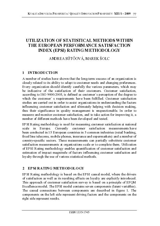 (PDF) Utilization of Statistical Methods Within the European ...